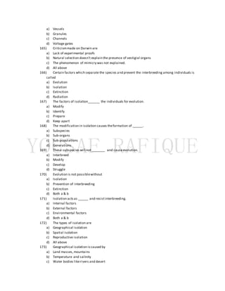 Multiple Choice Questions about Evolution | DOCX