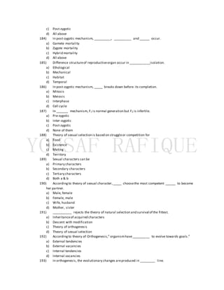 Multiple Choice Questions about Evolution | DOCX