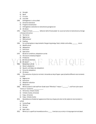 Multiple Choice Questions about Evolution | DOCX