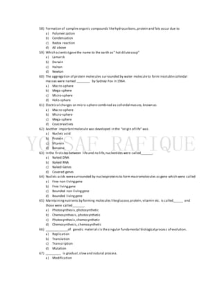 Multiple Choice Questions about Evolution | DOCX