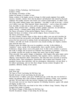 Evolution of man | DOCX | Geology | Science