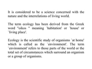 EVOLUTION OF ECOLOGY MAN & ENVIRONMENT STUDY | PPTX