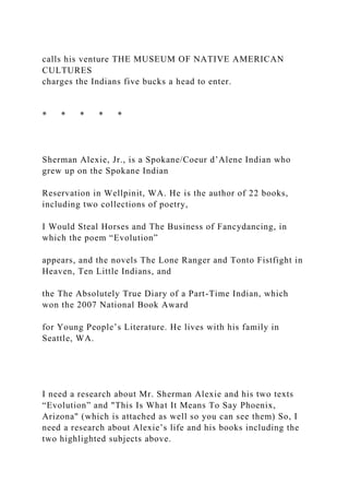 Evolution - by Sherman Alexie (1992) Buffalo Bill op.docx