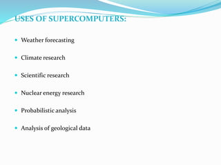 Evolution of modern super computers | PPTX | Computing | Technology ...