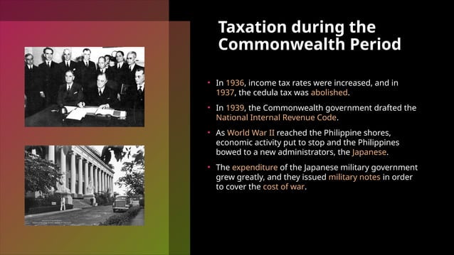 EVOLUTION-OF-PHILIPPINE-TAXATION.pptx pre-lims | PPTX