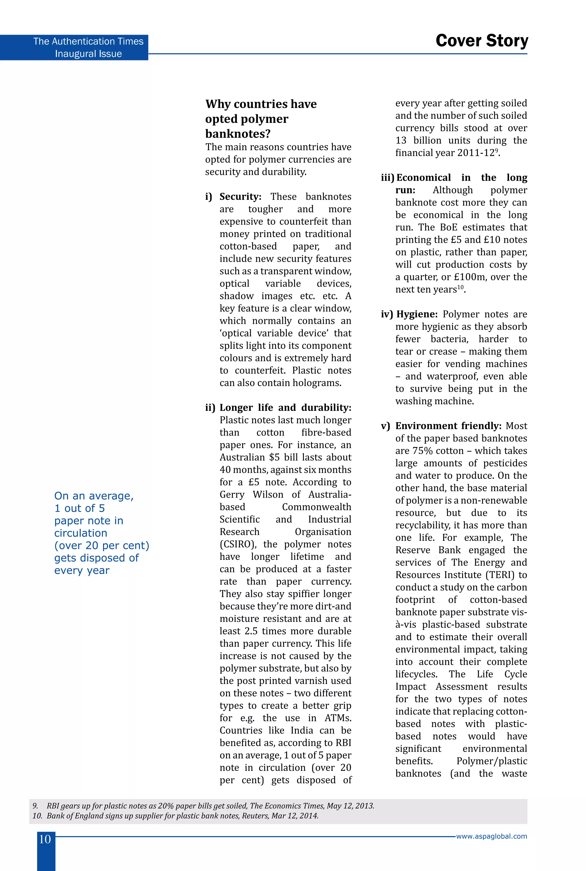 Evolution of Polymer Banknotes Pros and Cons | PDF