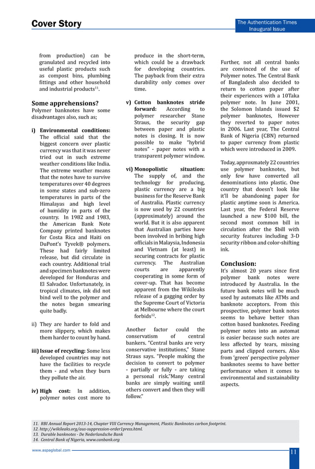 Evolution of Polymer Banknotes Pros and Cons | PDF