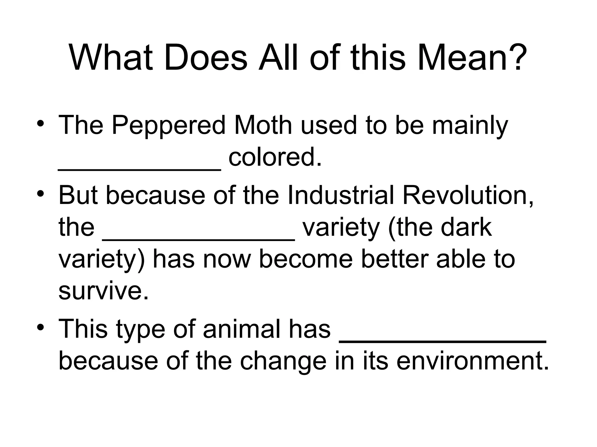Evolution -the peppered moth presentation student version | PPT