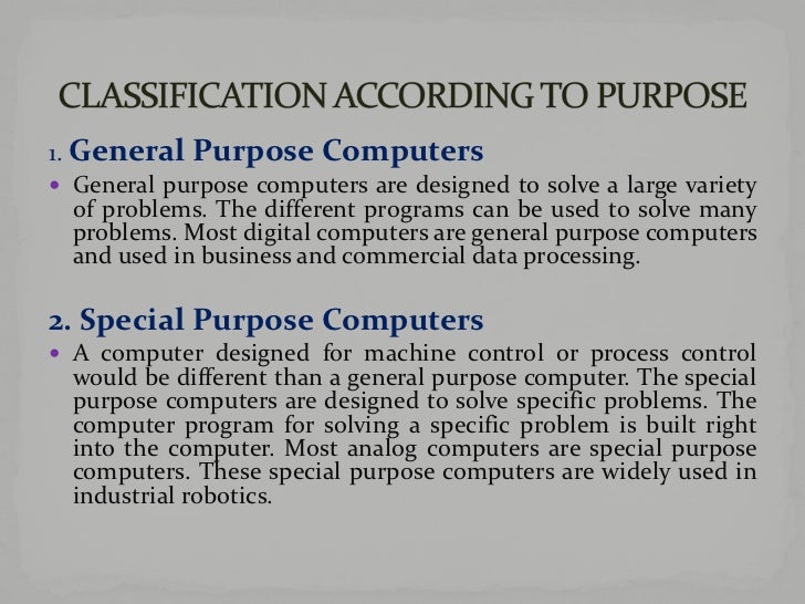 According To Purpose Of Computer : Classification of computer on the ...