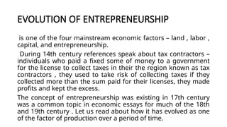Evolution and dos and donts OF ENTREPRENEURSHIP | PPT