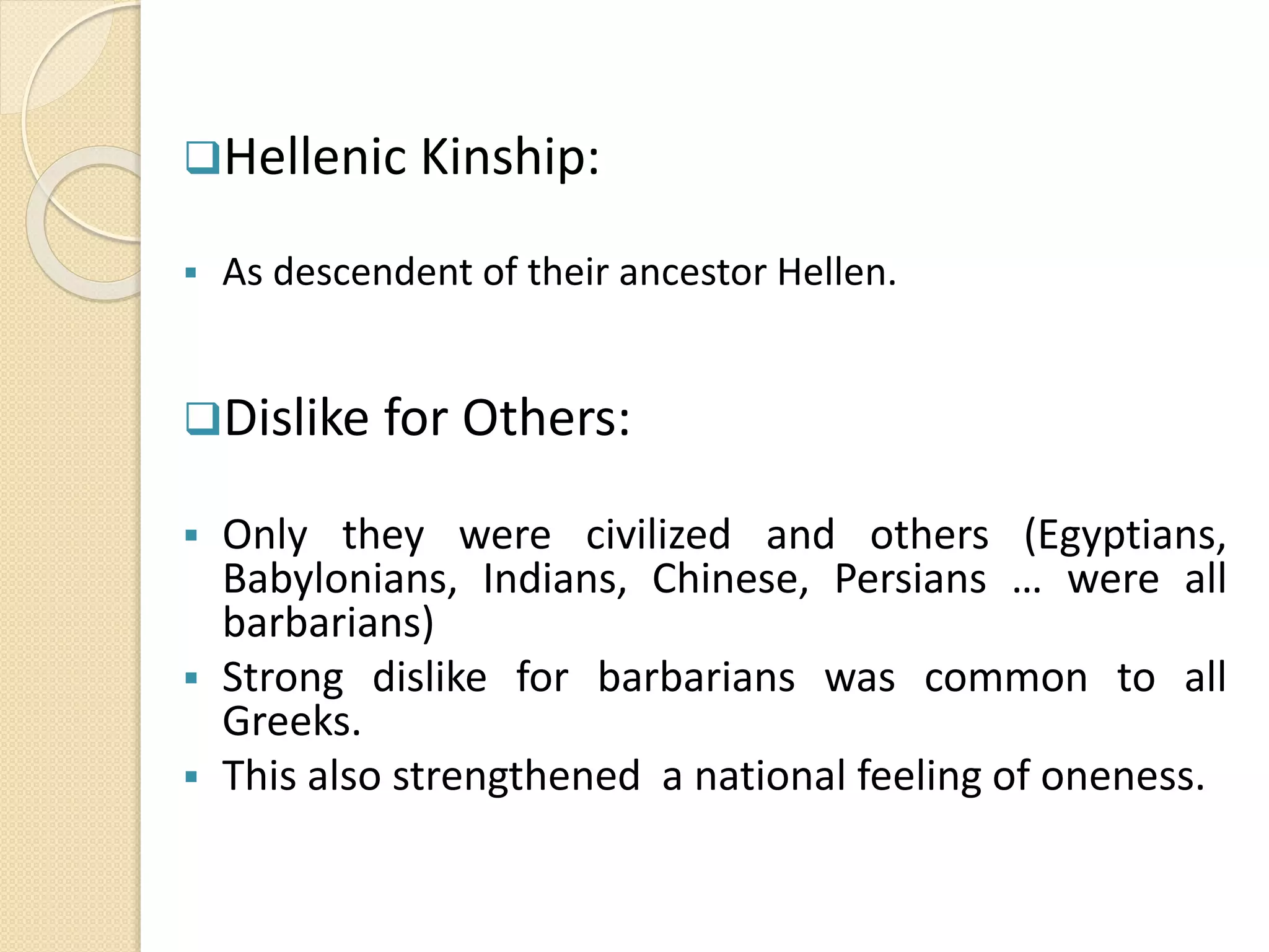 Evolution and features of greek culture | PPT
