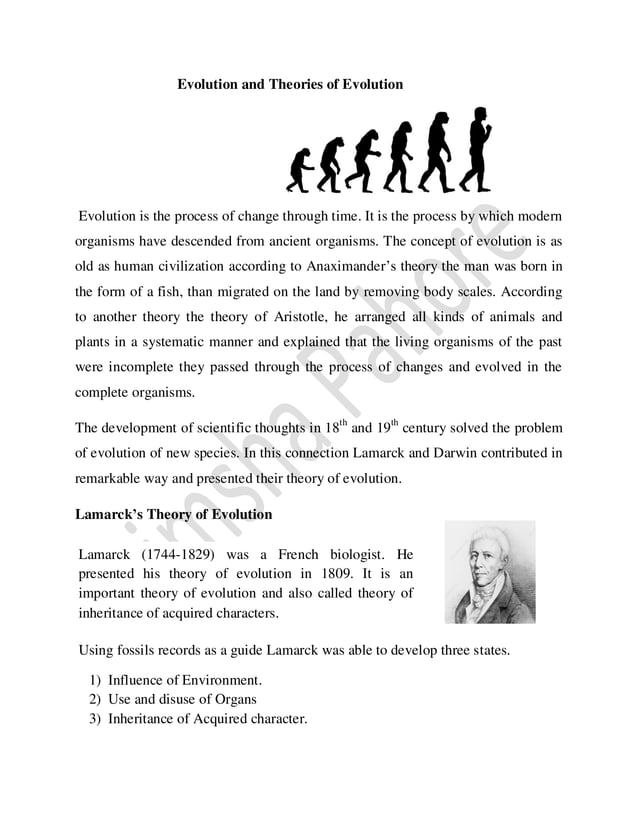 Evolution and theories of evolution | PDF