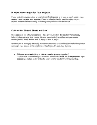 Why Rope Access is the Smarter, Safer, and More Cost-Effective Way to Work at Height | DOCX