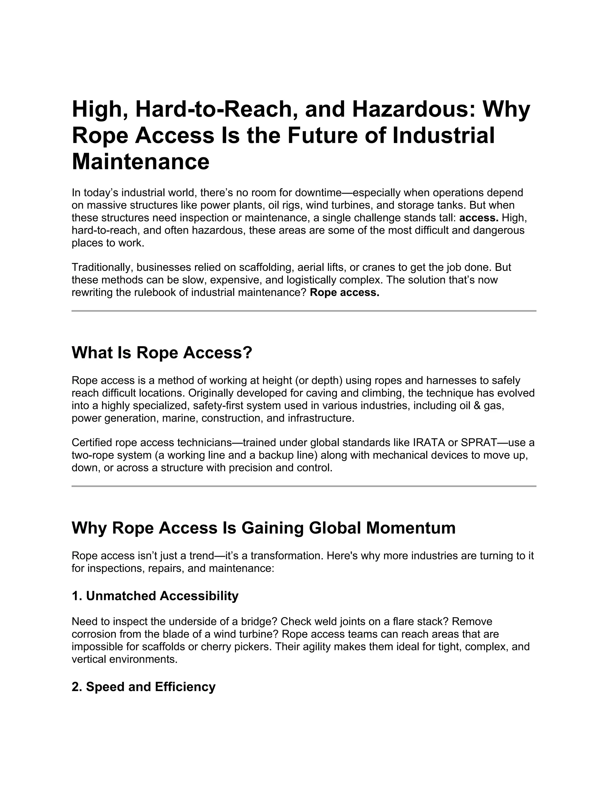 Rope Access: The Game-Changer for Safer, Faster, and Smarter Industrial ...