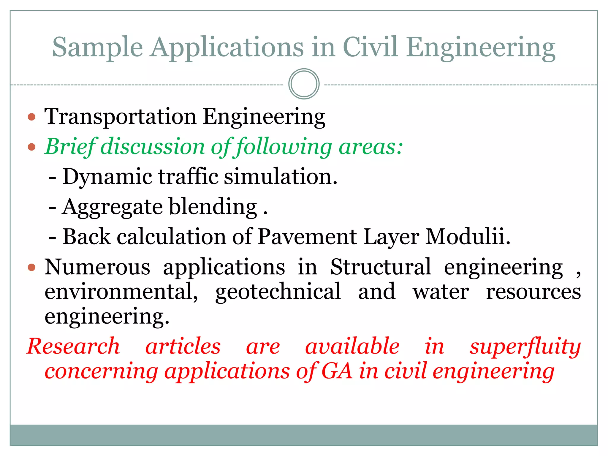 Evolutionary Algorithms And Their Applications In Civil Engineering 1 Ppt