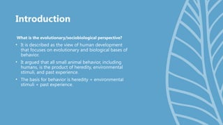 The Evolutionary perspective and other details | PPTX | Genetics | Science