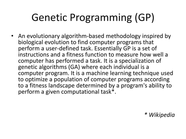 Evolutionary Algorithms | PPTX | Programming Languages | Computing
