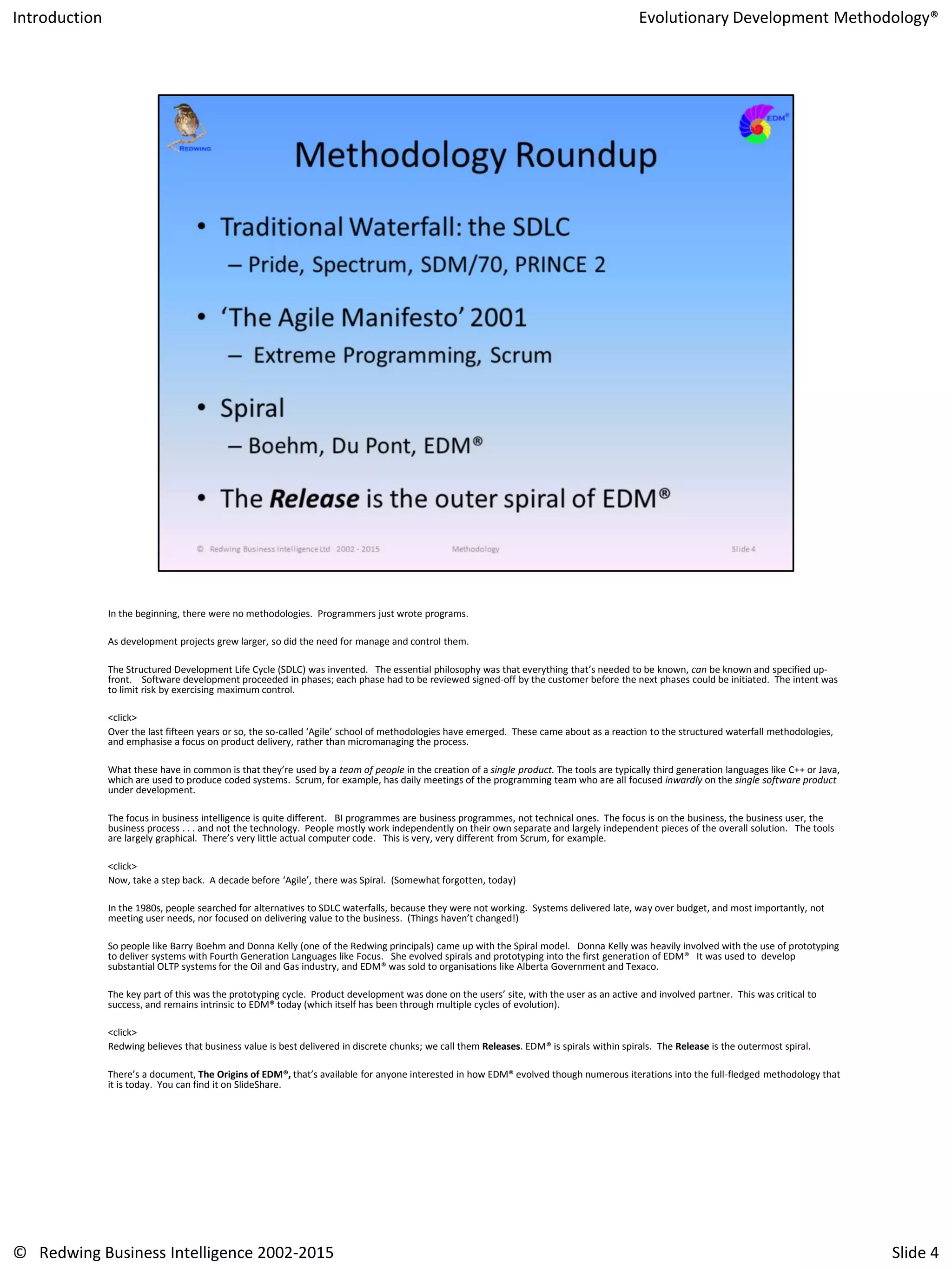 Notes for Evolutionary Development Methodology | PDF