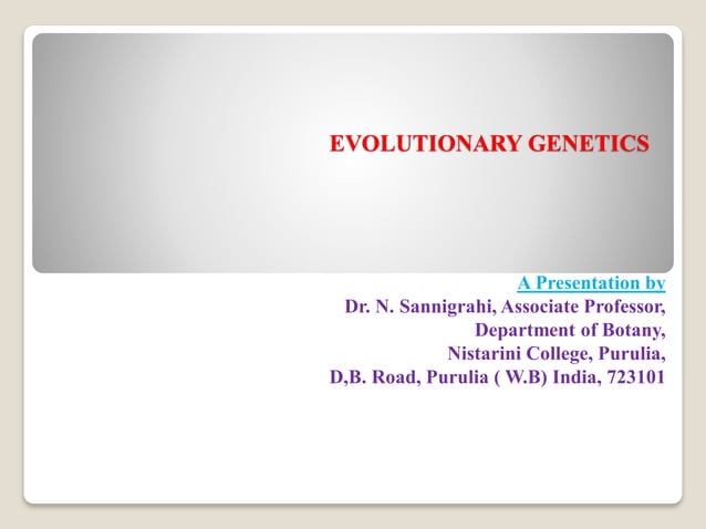Evolutionary Genetics | PDF | Genetics | Science