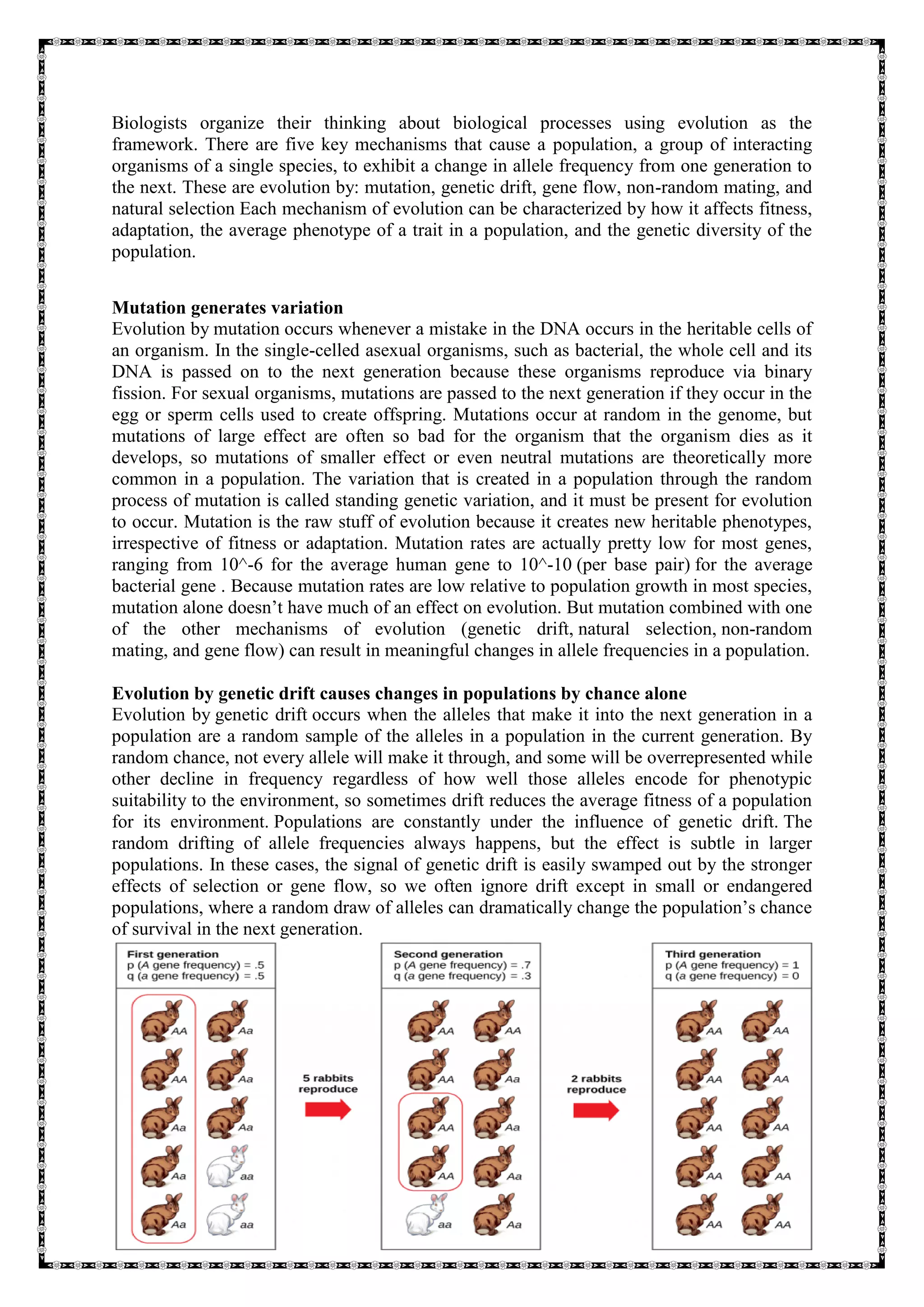 Evolutionary mechanisms population size, genetic drift, gene flow | PDF