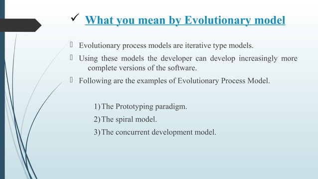 Evolutionary process models se.ppt | Web Development | Internet