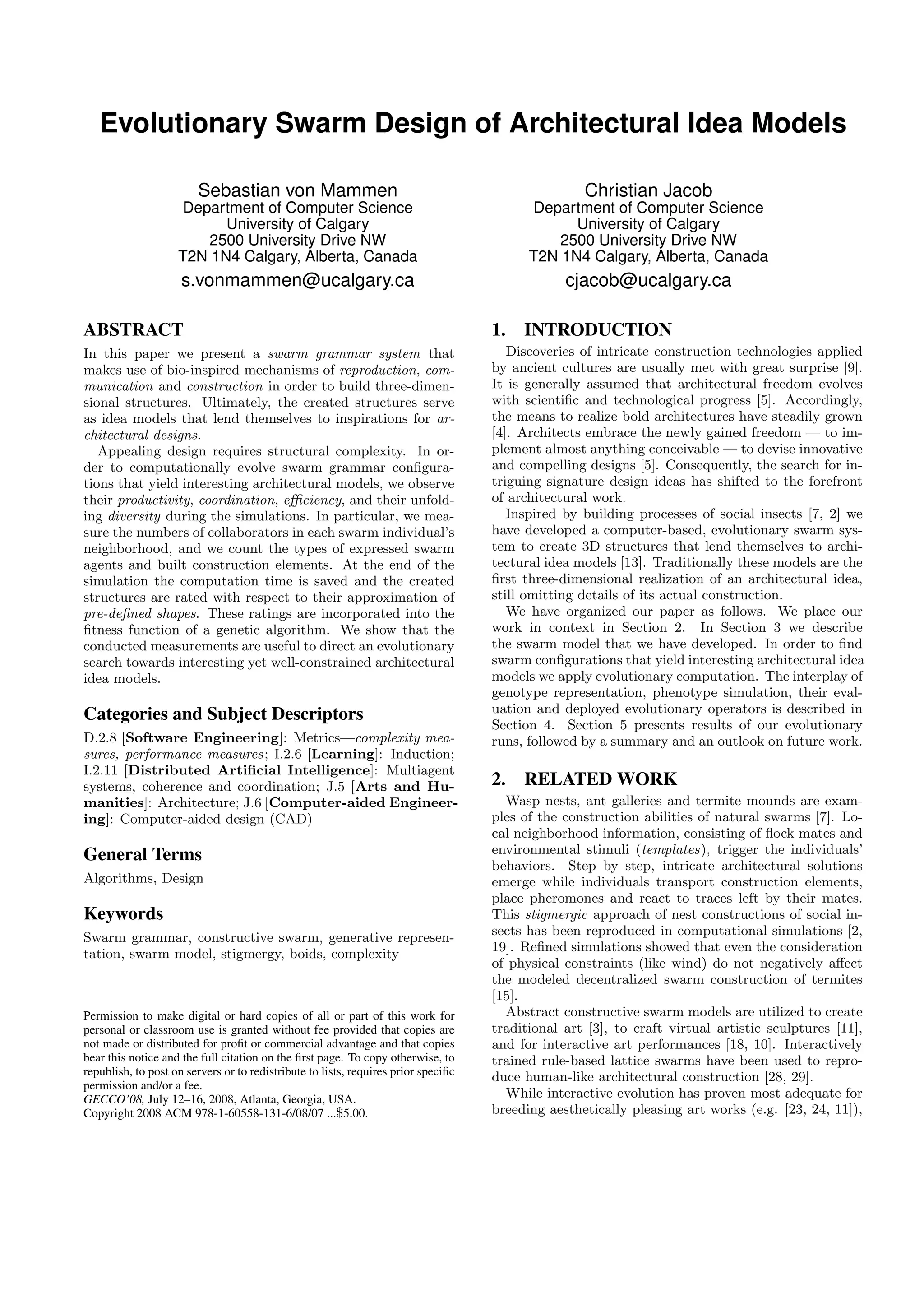Evolutionary Swarm Design Of Architectural Idea Models Pdf
