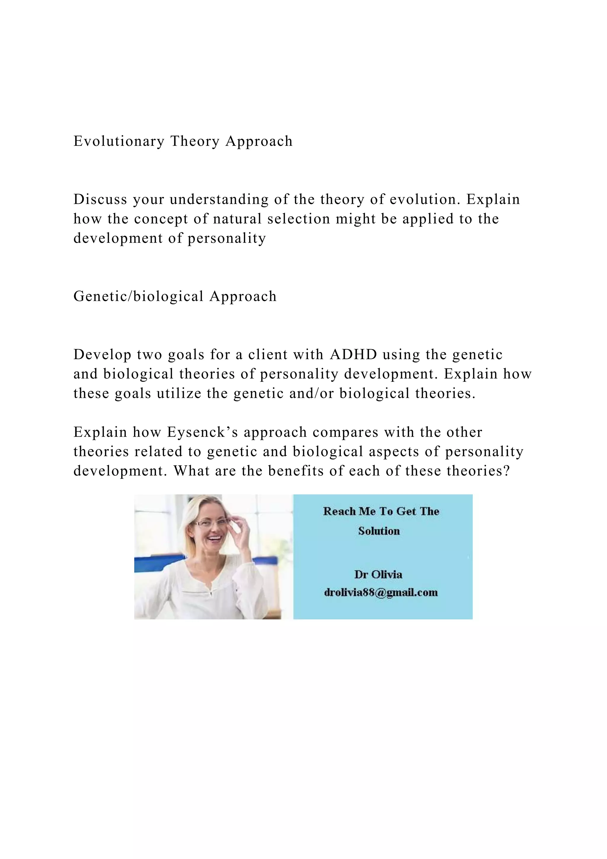 Evolutionary Theory ApproachDiscuss your understanding of .docx