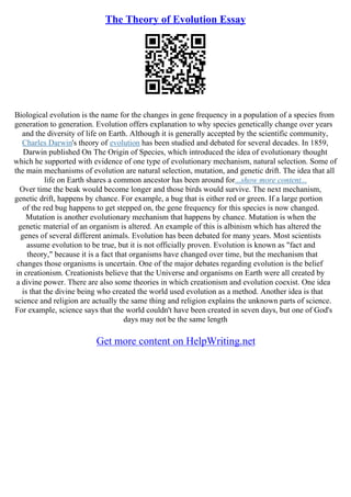 Evolution Essay | PDF
