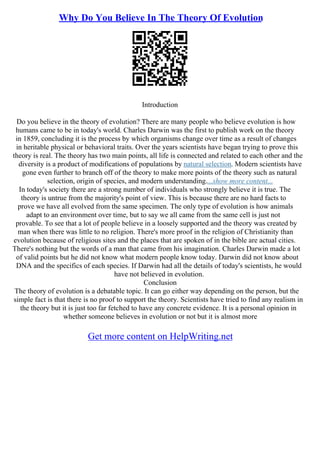 Evolution Essay | PDF