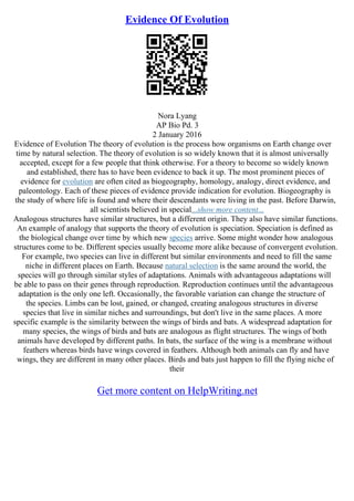 Evolution Essay | PDF