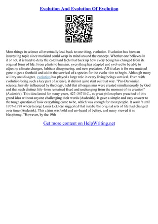 Evolution Essay Questions | PDF