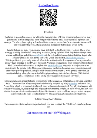 Evolution Essay Questions | PDF