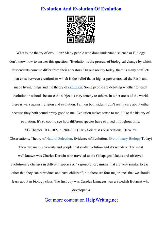 Evolution Essay Questions | PDF