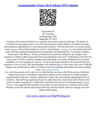 Evolution Essay Topics | PDF