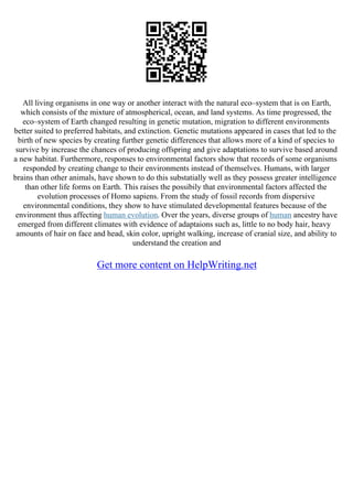 Evolution Essay Topics | PDF