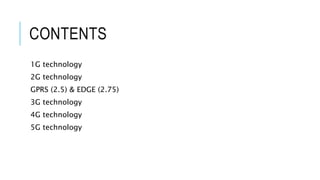 Evolution in wireless communication , 1G , 2G , 3G , 4G & 5G | PPTX