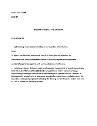 EVOLUTIONISM- Power point Presentation. | DOCX