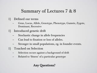 Evolution Lectures 9&10 | PPT