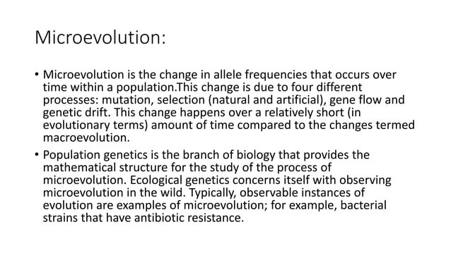 Evolution ( Macro and Micro Evolution).pptx | Biological Sciences | Science