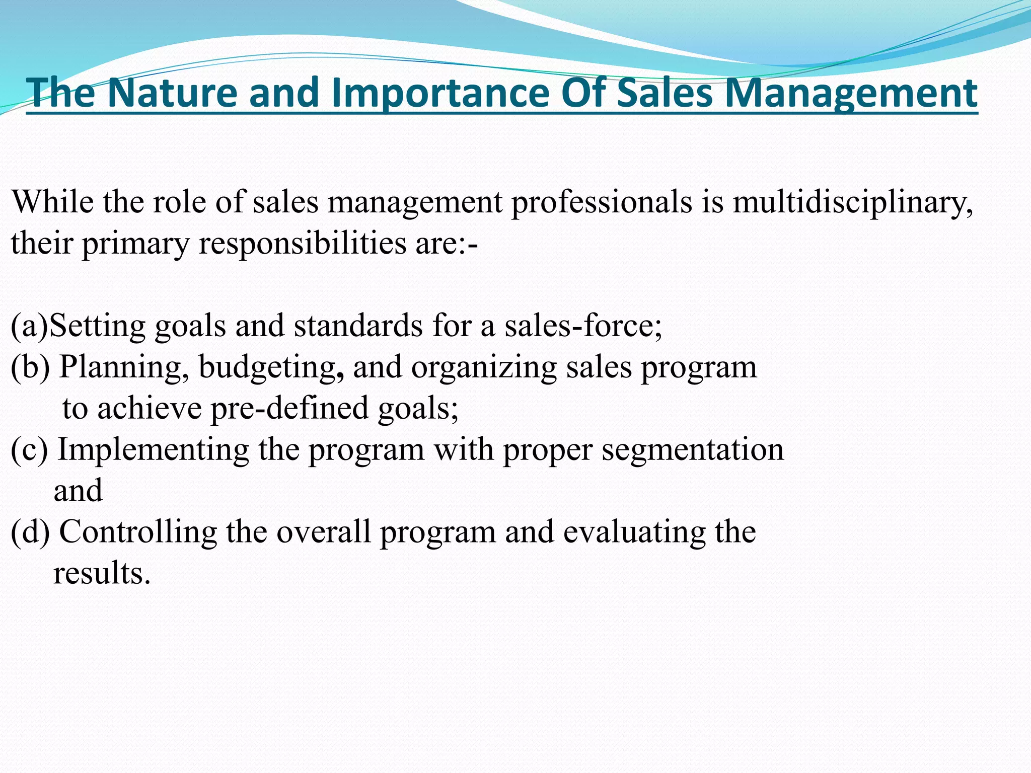 Evolution ; meaning of sales management | PPTX