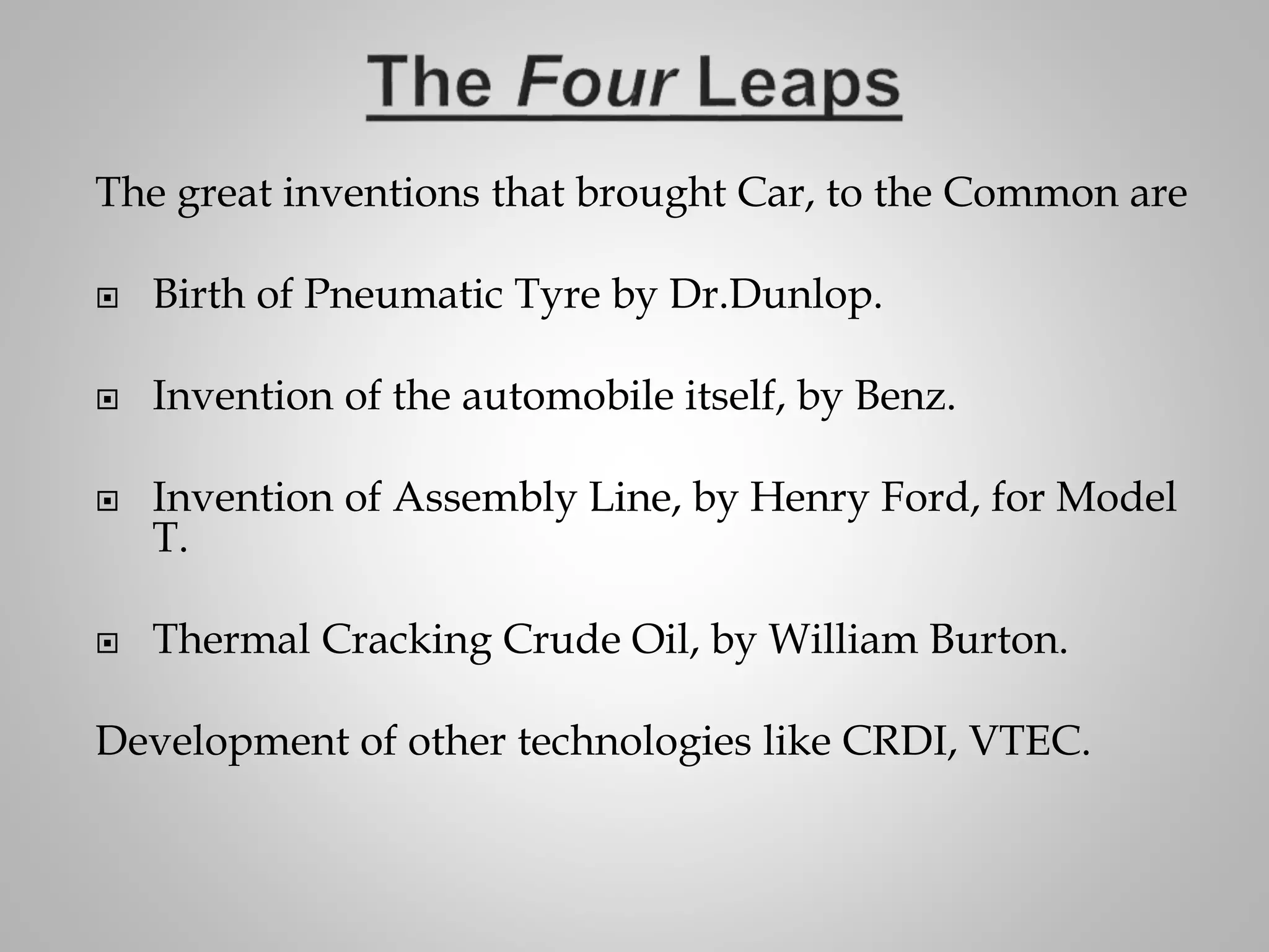 Evolution of automobiles | PPTX