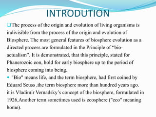 Evolution of biosphere and cryosphere | PPTX
