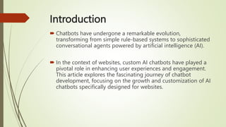 Evolution of Chatbots: From Custom AI Chatbots and AI Chatbots for ...
