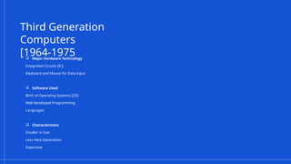 Evolution of computer towards Major Hardware Technology Transistors Tape Floppy Disk Software ...