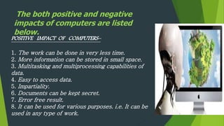 Evolution of computer and its impact on society | PPTX