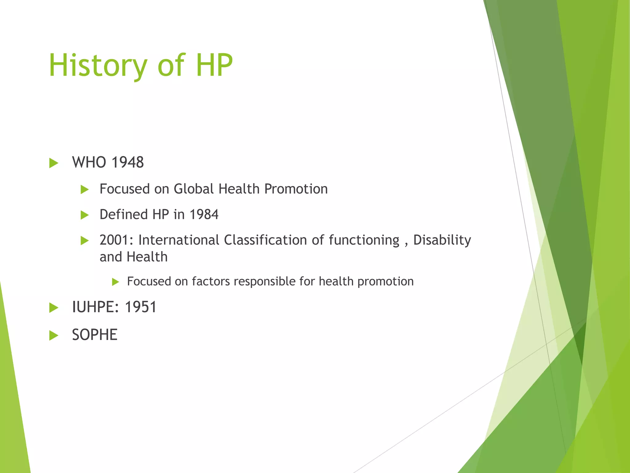 Evolution of concept of health promotion | PPTX