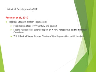 Evolution of concept of health promotion | PPTX