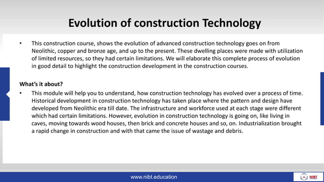 Evolution of construction Technology | PPTX | Science
