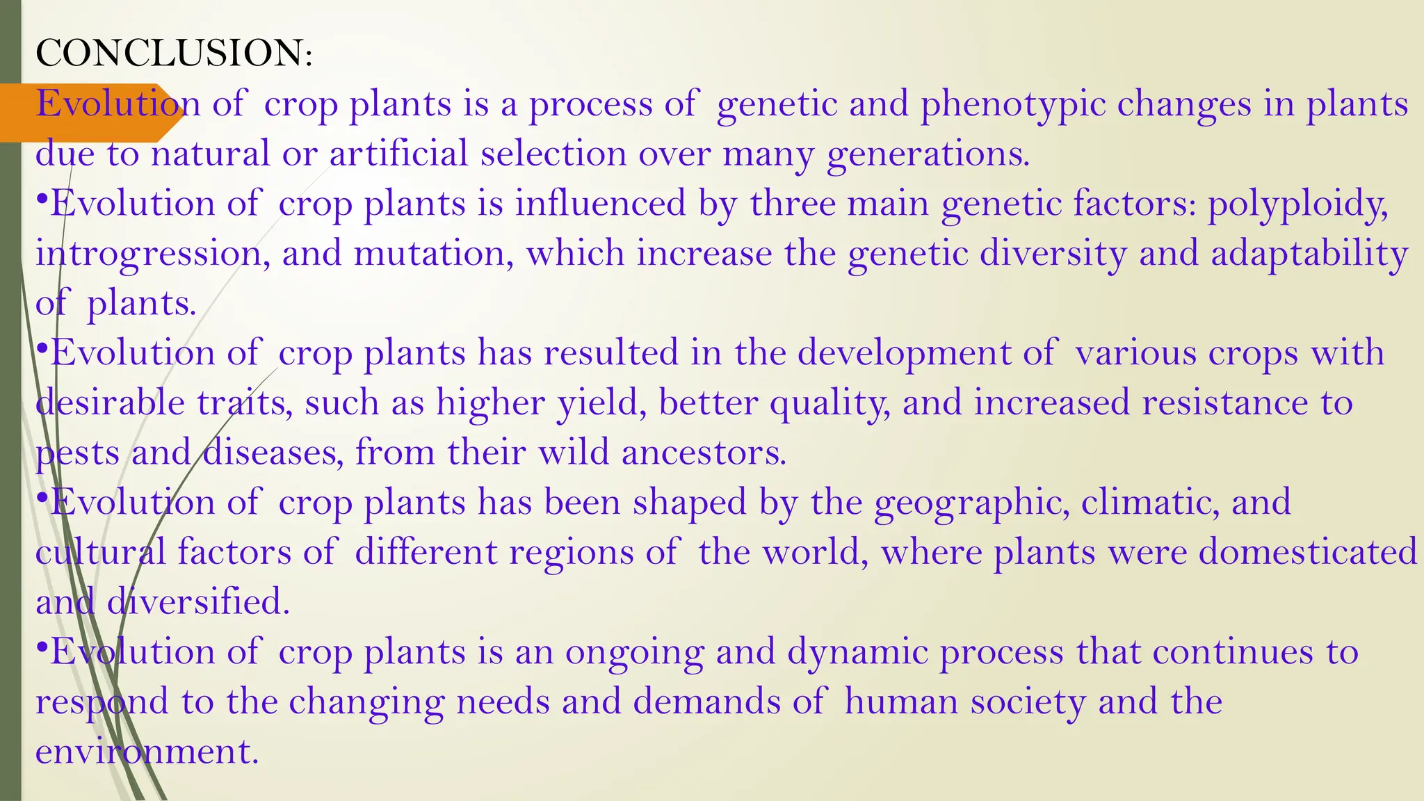 Evolution of crop Plants in agriculture .pptx
