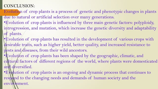 Evolution of crop Plants in agriculture .pptx